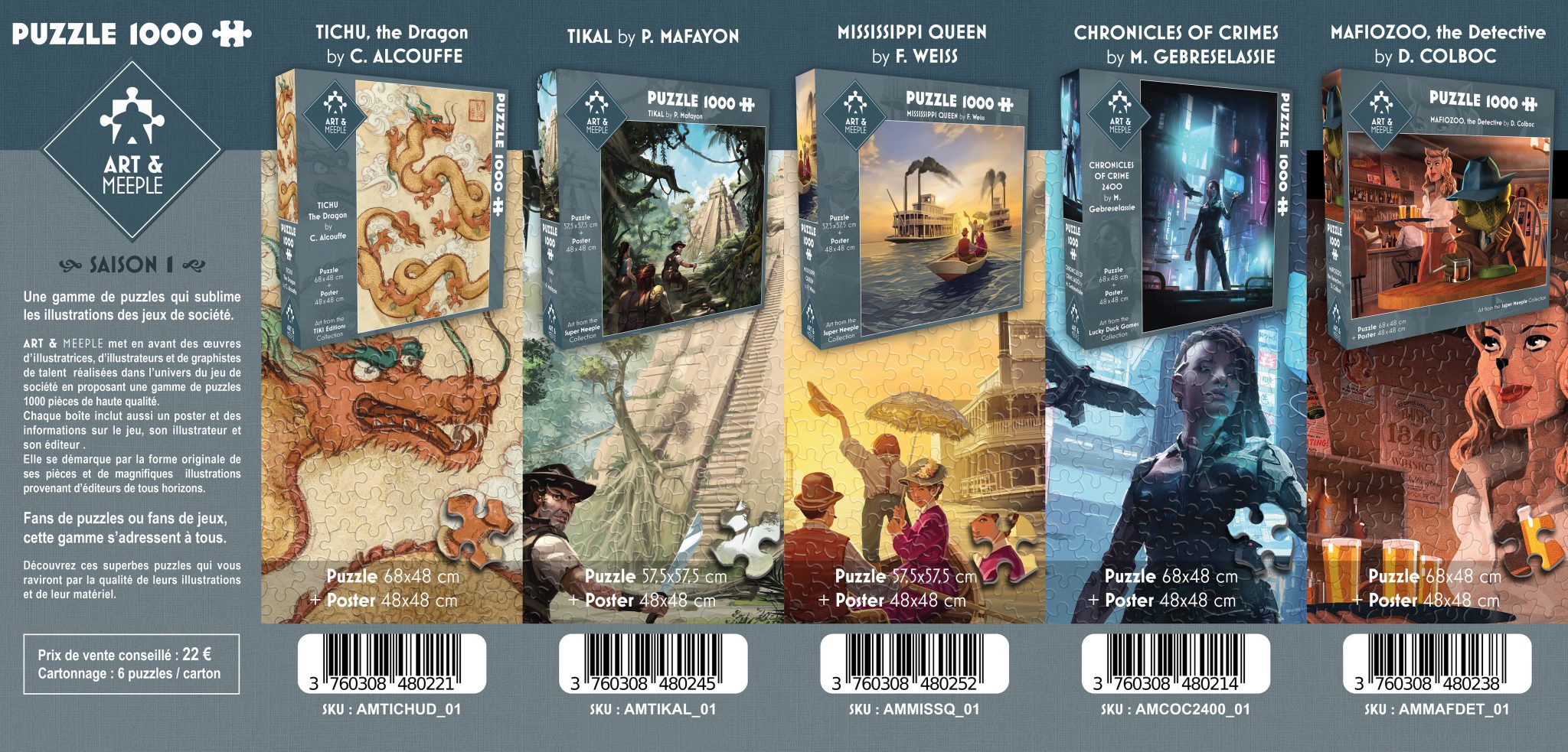 ART&MEEPLE – Puzzle 1000 pièces 68x48cm Tichu – Neoludis